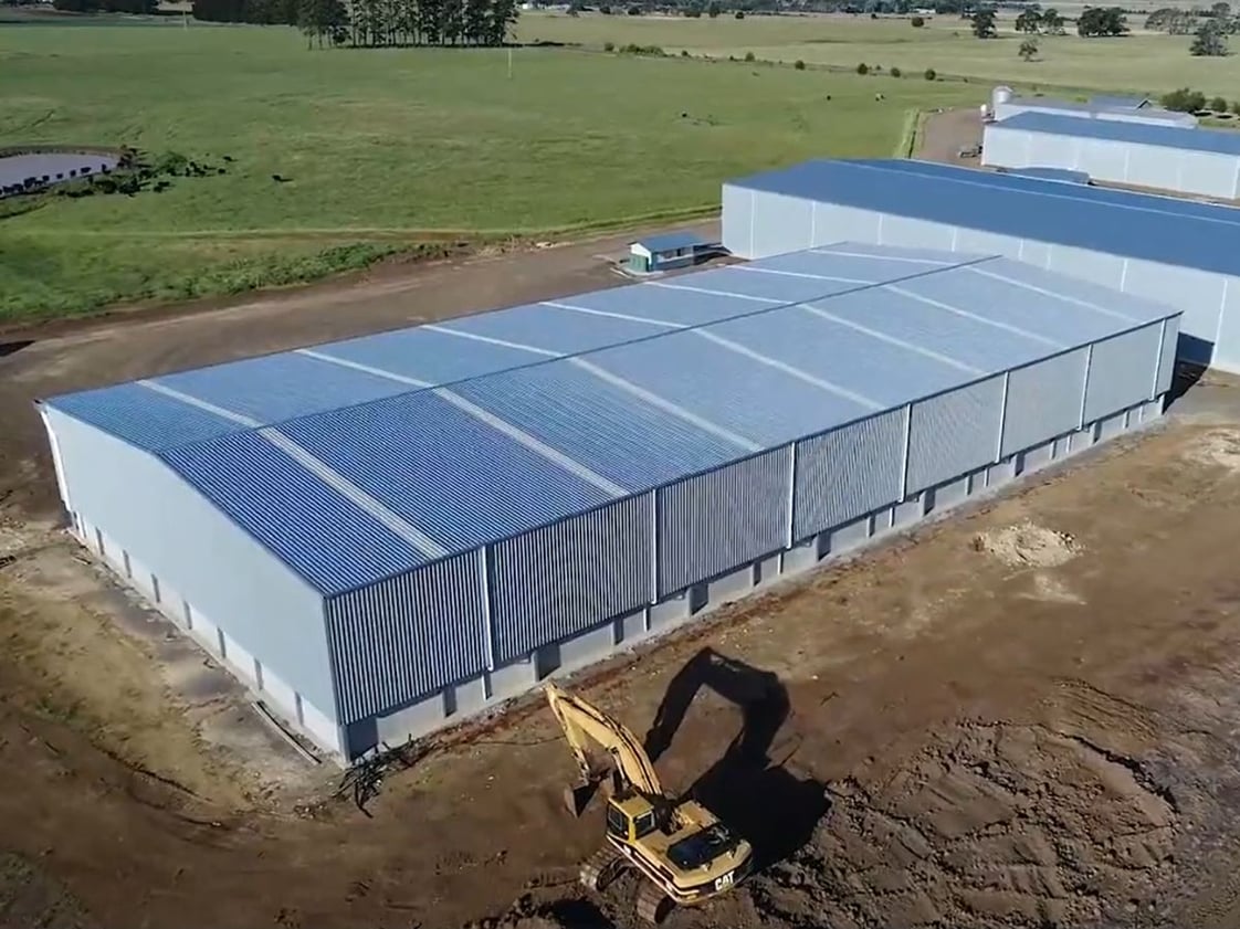 Central agricultural bulk storage shed